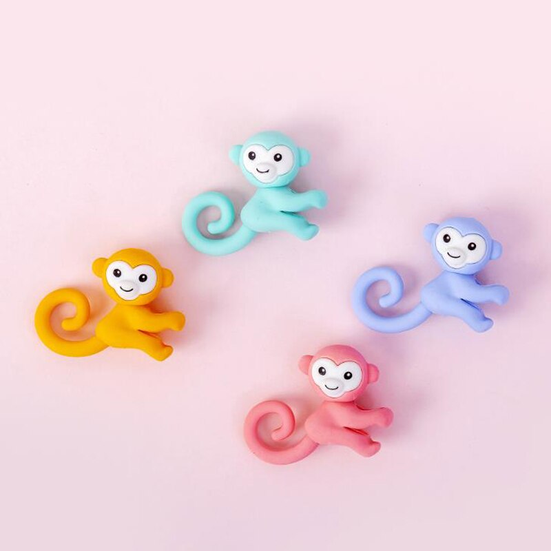 4 Pcs/set Cute Mini Candy Color Monkey Eraser Anim... – Grandado