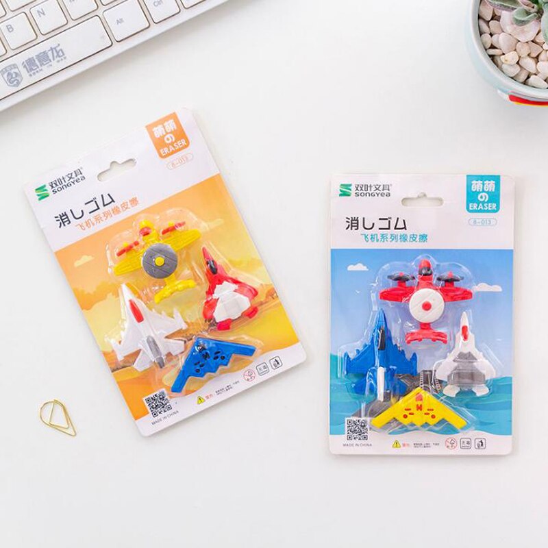 4 Pcs/pack Kawaii Mini Airplane Series Rubber Penc... – Grandado