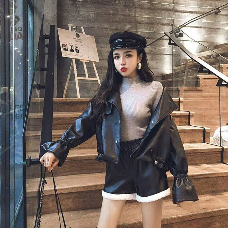 Spring and autumn women's leather jacket short loo... – Grandado