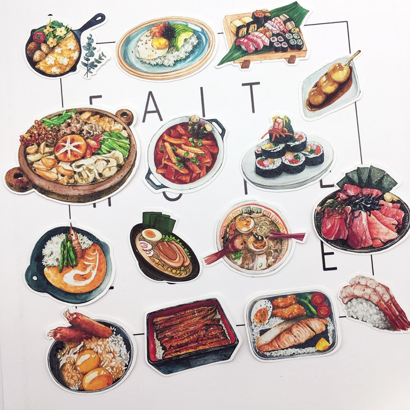 35pcs watercolor Japanese Sushi stickers aesthetic... – Grandado