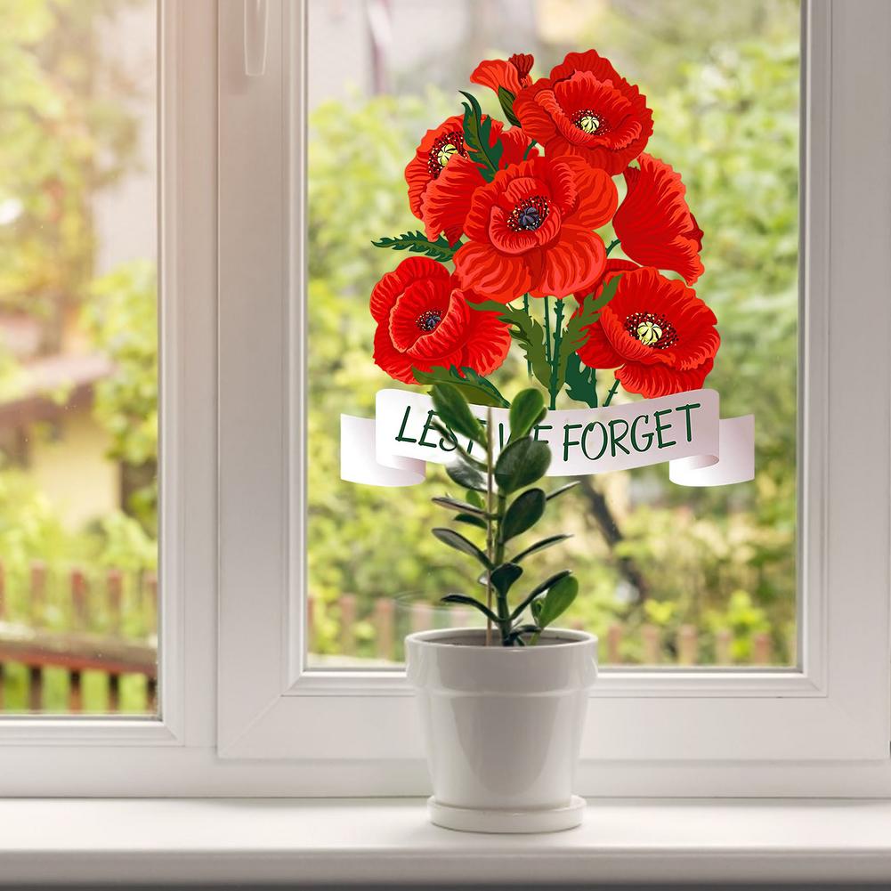 Brand Red Poppy Flowers Home Decor Stickers Set Mu... – Grandado