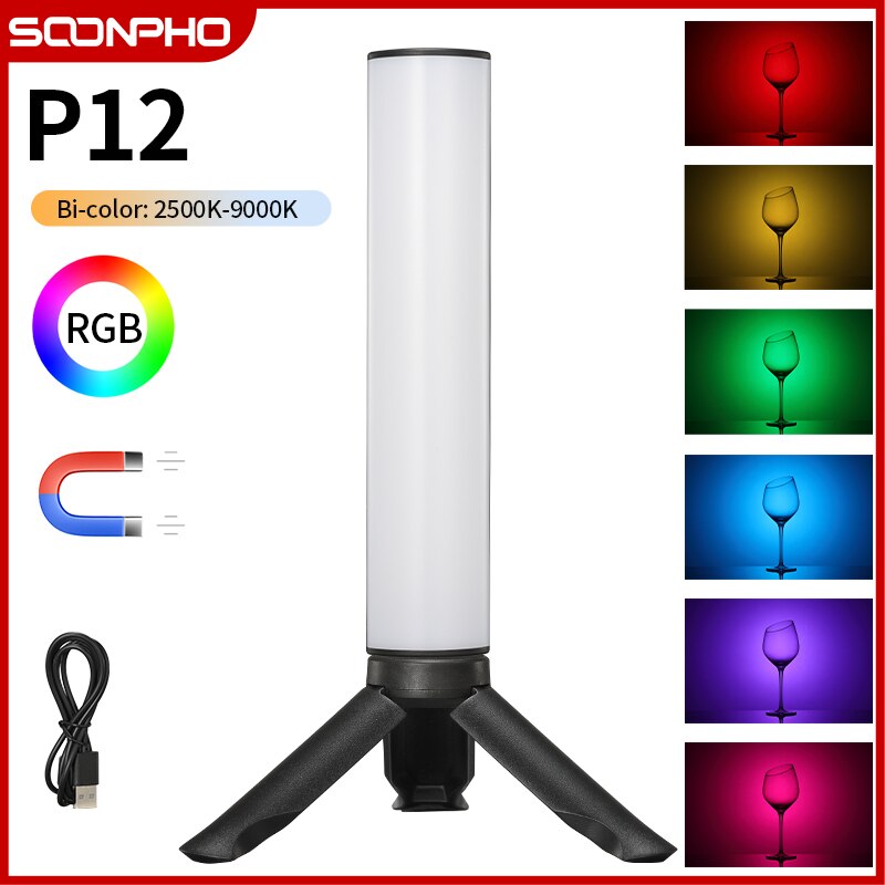 SOONPHO P12 LED RGB Photography Lighting Stick Tub... – Grandado