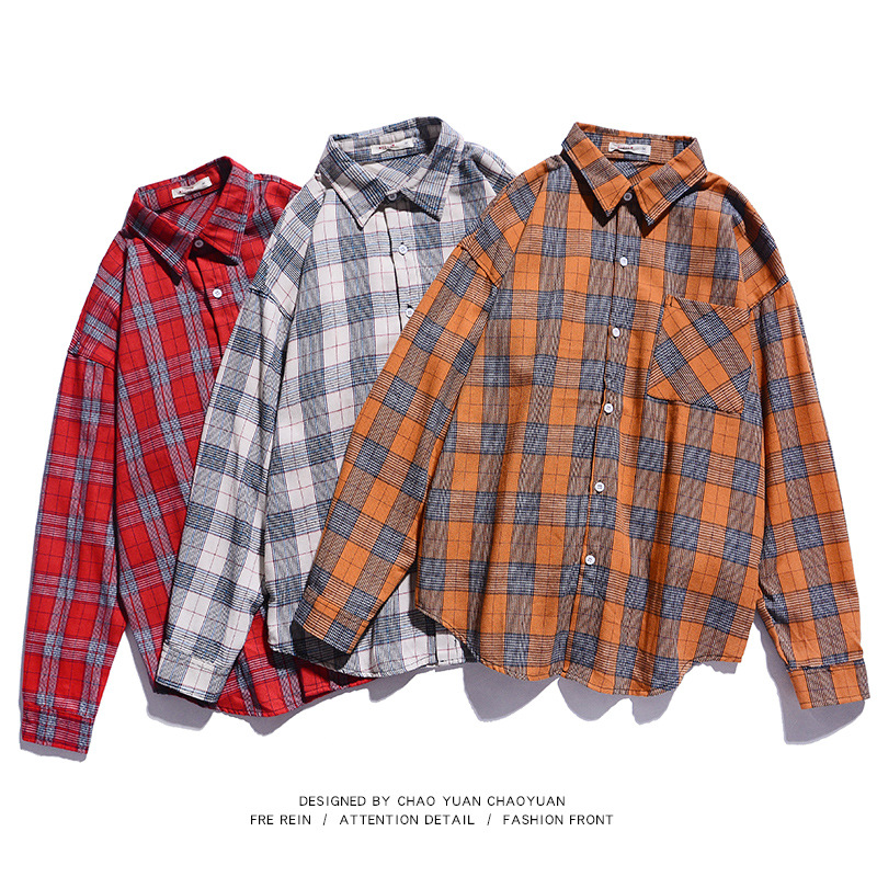 Japan Style Brand Plaid Shirt For Men'S Long Sleev... – Vicedeal
