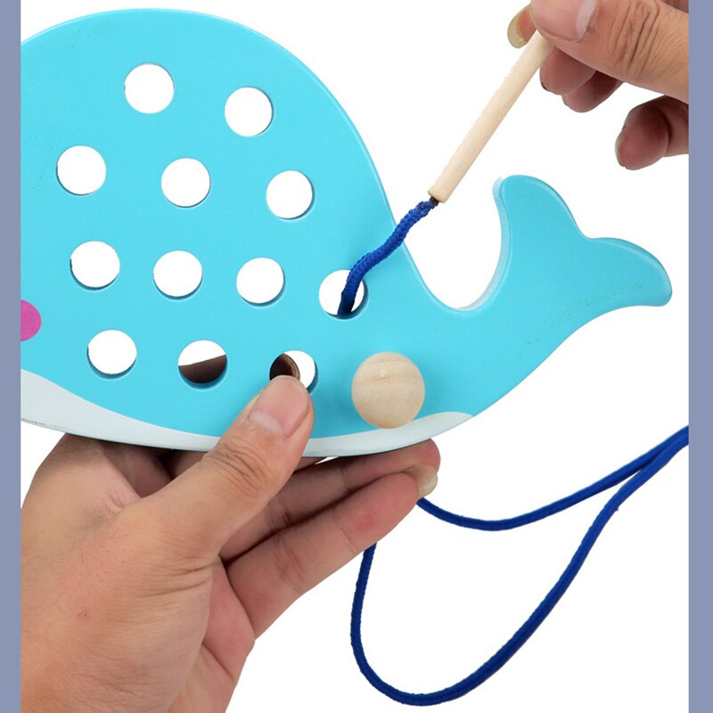 Kid's Wooden Duck And Whale Threading Toys Par... – Grandado