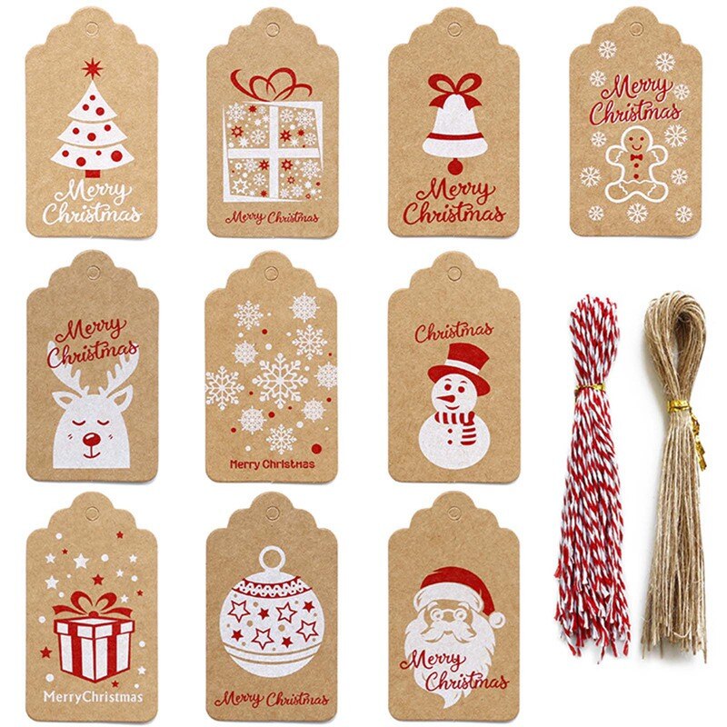 100 pcs/lot Christmas Tags Kraft Paper Tag Label X... – Grandado