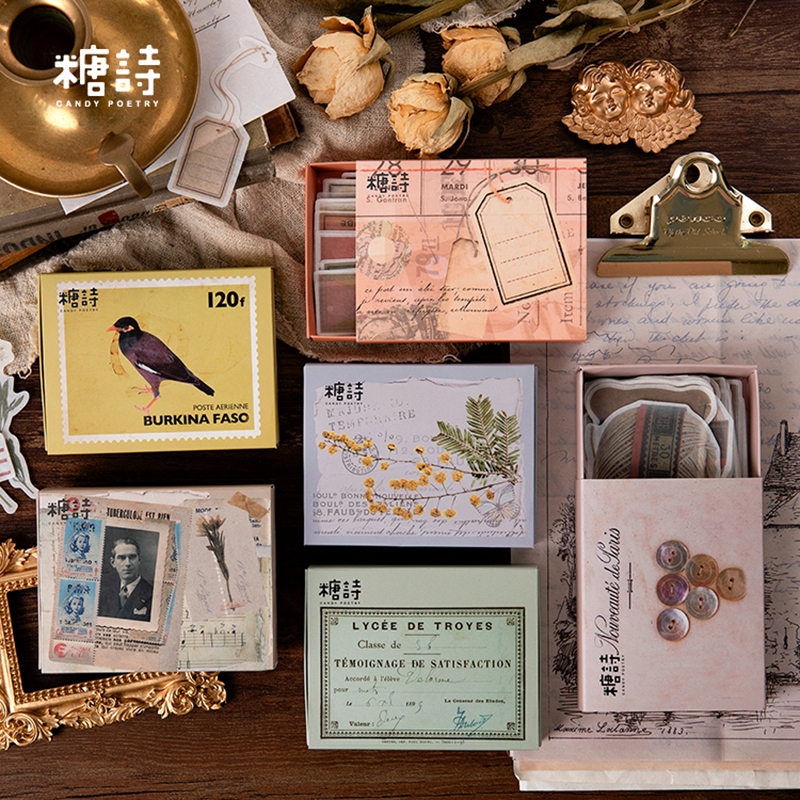 1box Vintage old object label flower paper sticker... – Vicedeal