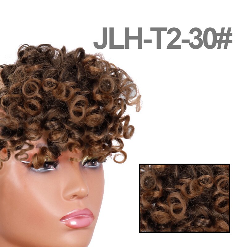 LISIGIRL African Black Curly Hair Quirk Bangs Shor... – Grandado