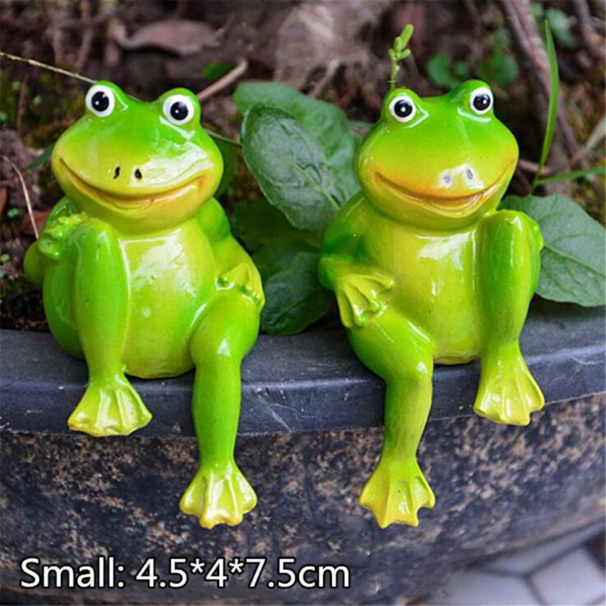 Cute Resin Sitting Frogs Statue Outdoor Garden Sto... – Grandado