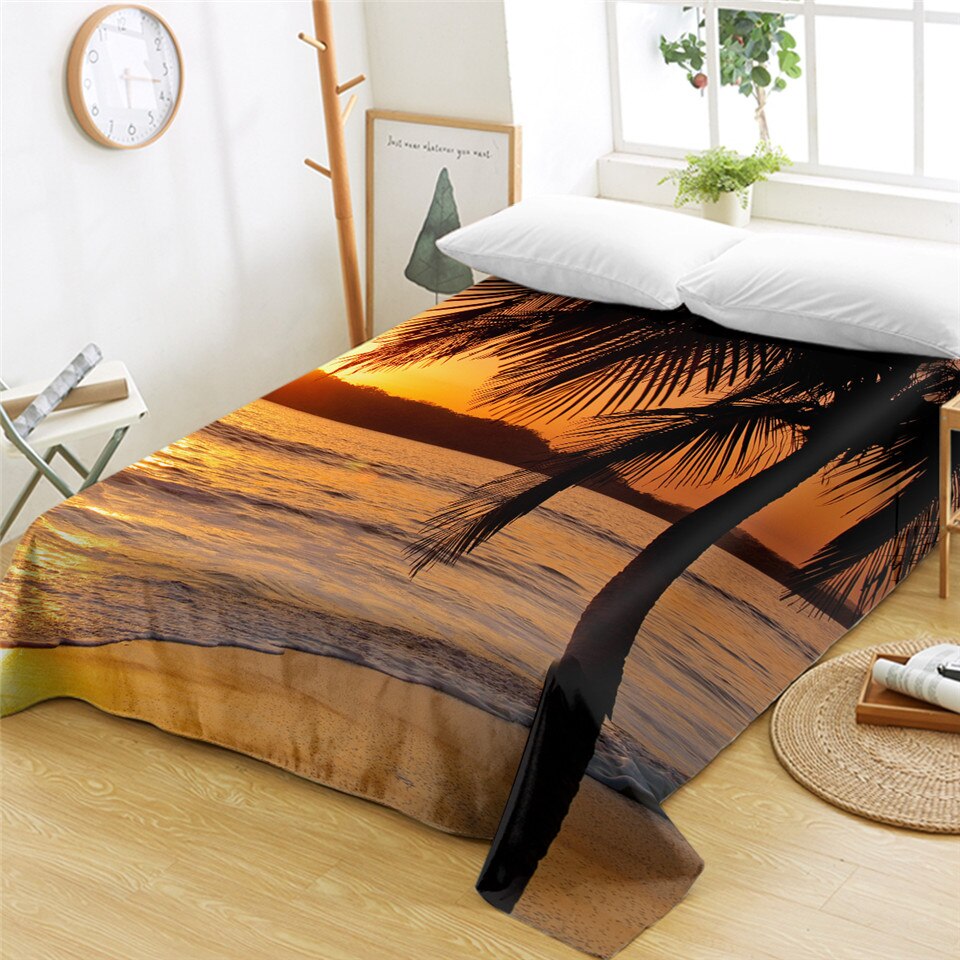 BeddingOutlet Sunset Bed Sheet 3D Printed Beach Fl... – Grandado