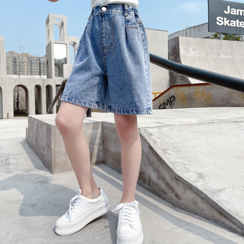 Summer High Waist Cotton Denim Shorts For Teen Gir... – Grandado