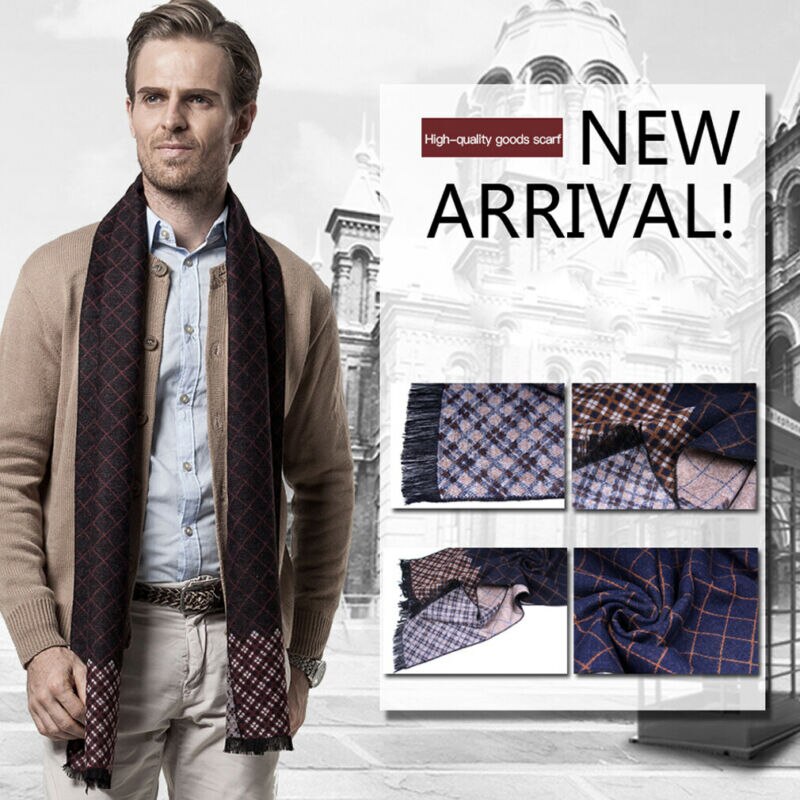 Shawl Scarves Men Winter Warm Tartan Scarf Busines... – Grandado