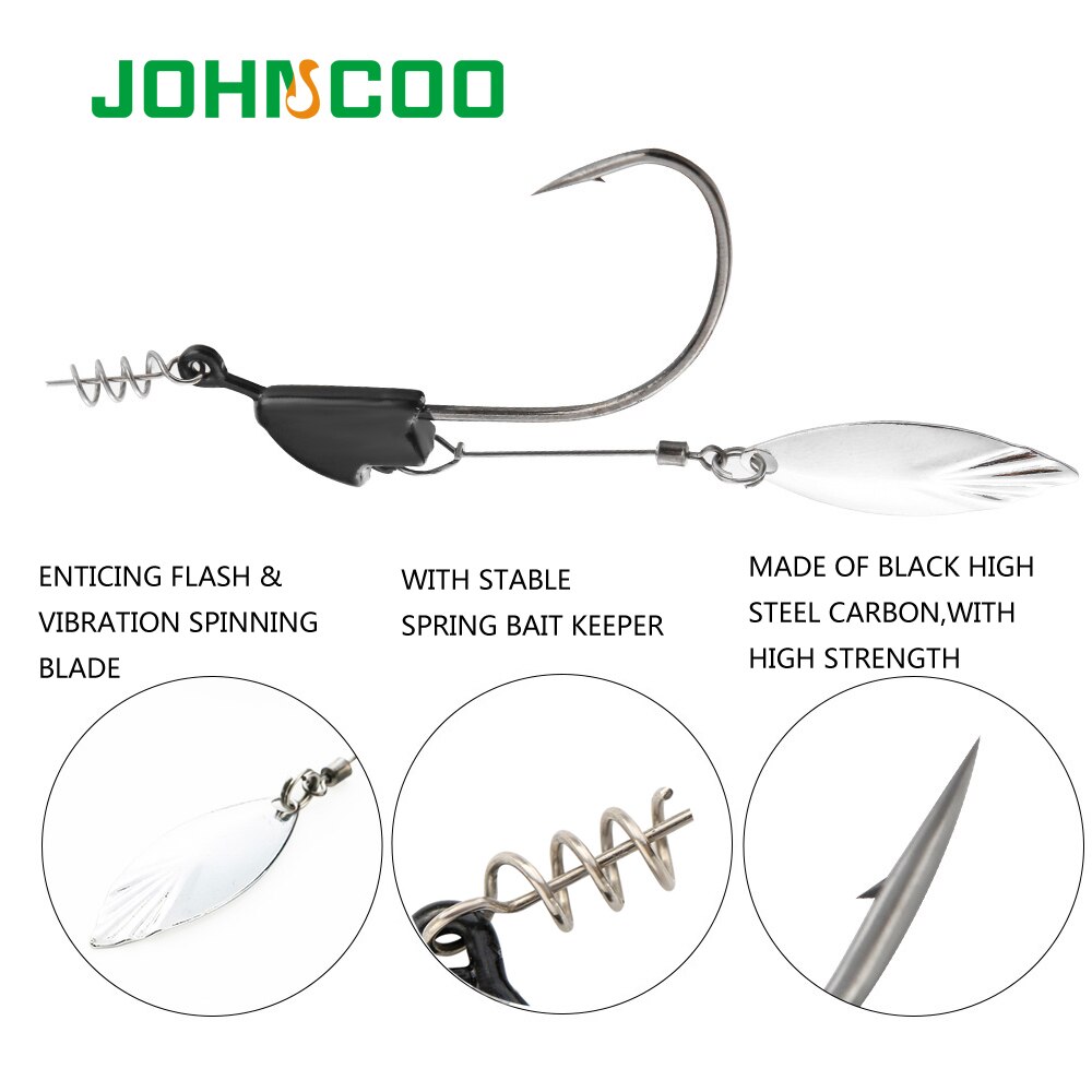 JOHNCOO 4pcs Weighted Fishing Hooks with Twist Loc... – Grandado