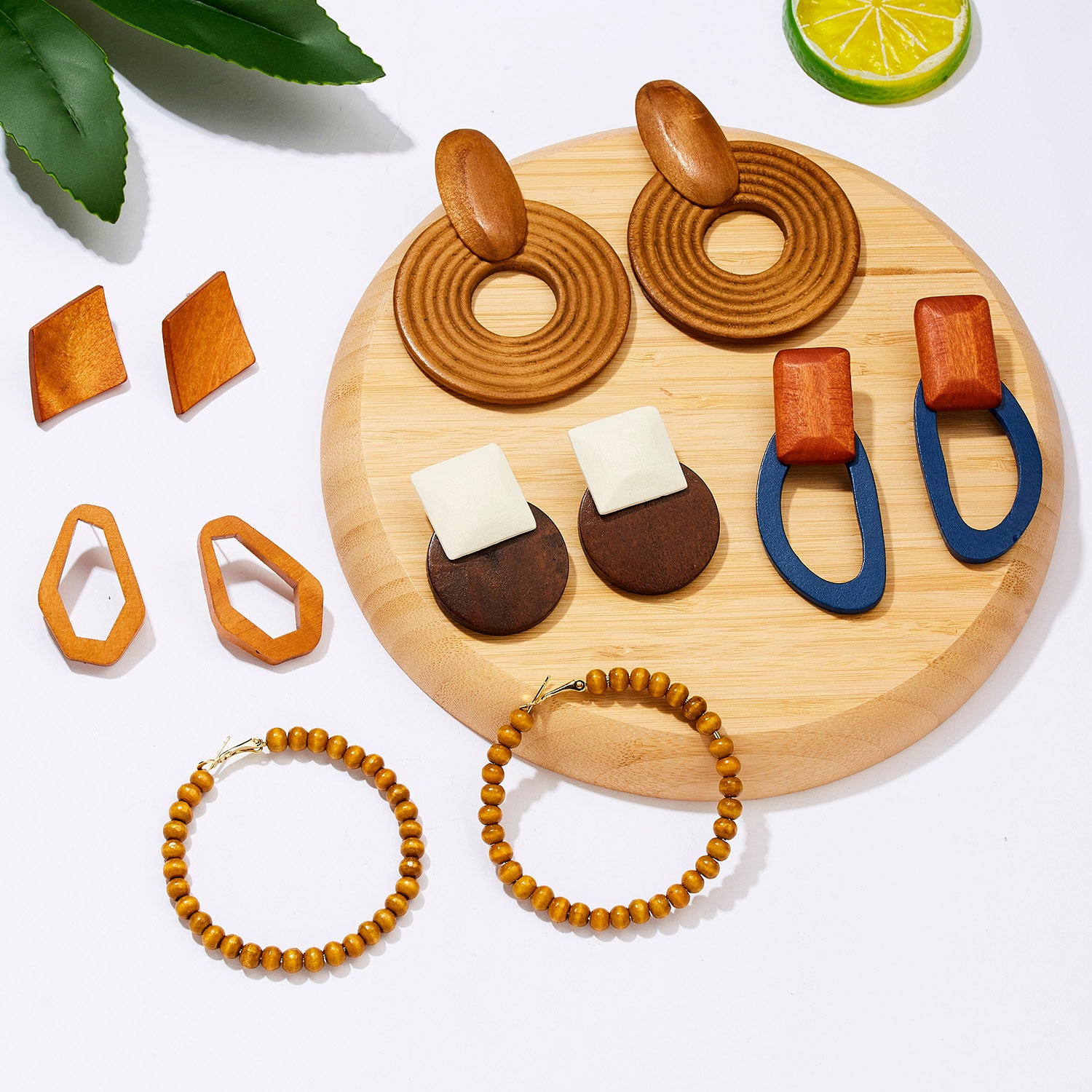 6 Styles Ethnic Geometric Big Wooden Earrings For ... – Grandado