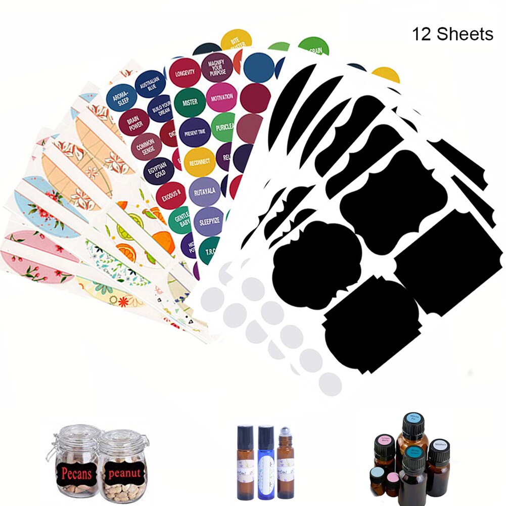 12 Sheets Essential Oil Bottles Lid Labels Sticker... – Grandado