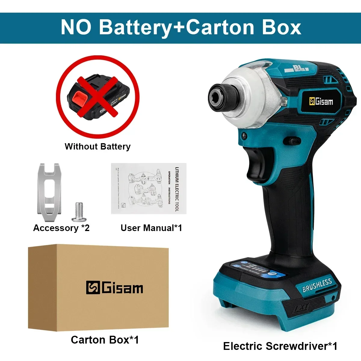Gisam 588N.m Brushless Electric Screwdriver Cordle... – Grandado