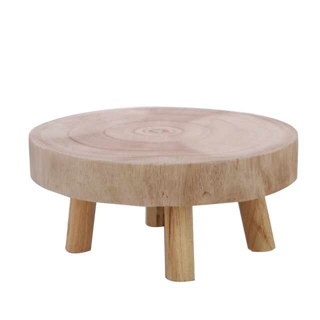 Wood Round Bench Flower Pot Holder Flower Pot Base... – Grandado