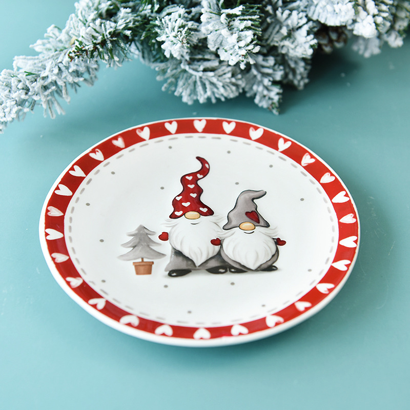 Round Christmas Plate Ceramic Embossed Shallow Pla... – Grandado