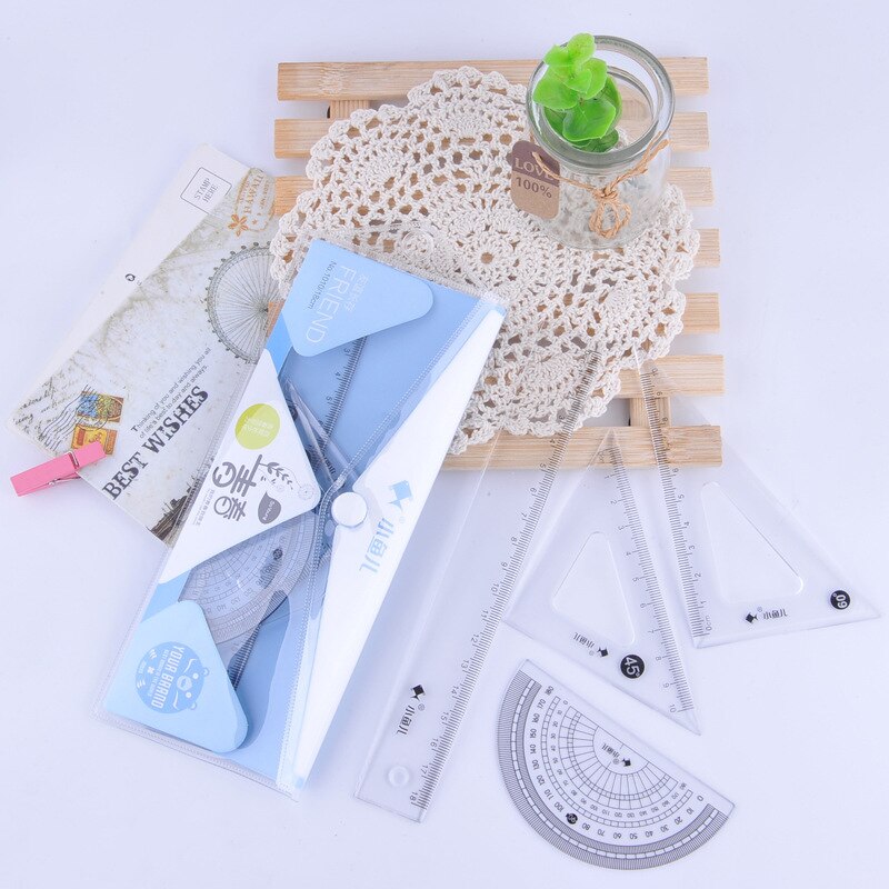 4 pcs/set Transparent Plastic Ruler Set Stationery... – Grandado