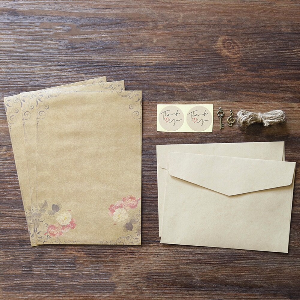 Retro Vintage Kraft Envelope Letter Pad Set Valent... – Grandado
