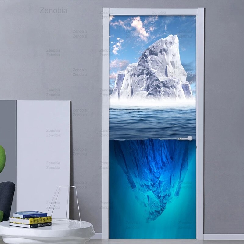 Modern Blue Iceberg Door Sticker 3D Wallpaper Livi... – Vicedeal