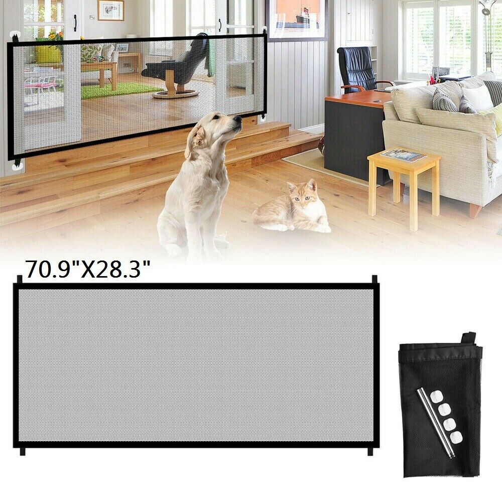 Folding Pets Dog Cats Gate Mesh Fence Net Guard In... – Grandado