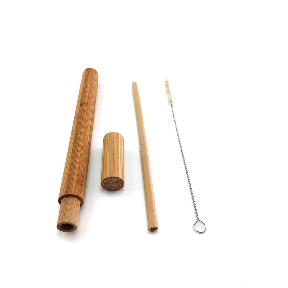 Natural bamboo drinking straw travelling set sisal... – Grandado