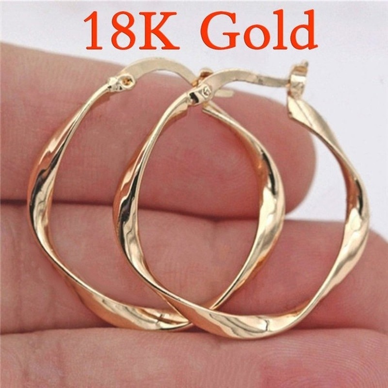 Classic 18k Gold Filling Hoop Earrings Simple Meta... – Grandado