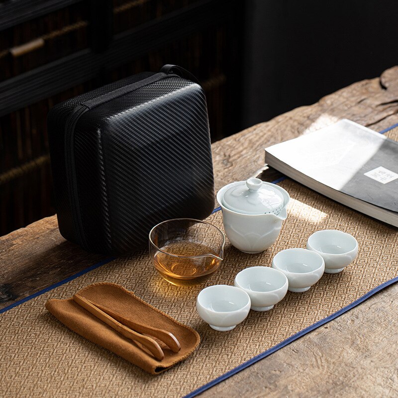 White Chinese Teaware Travel Tea Set Portable Outd... – Vicedeal