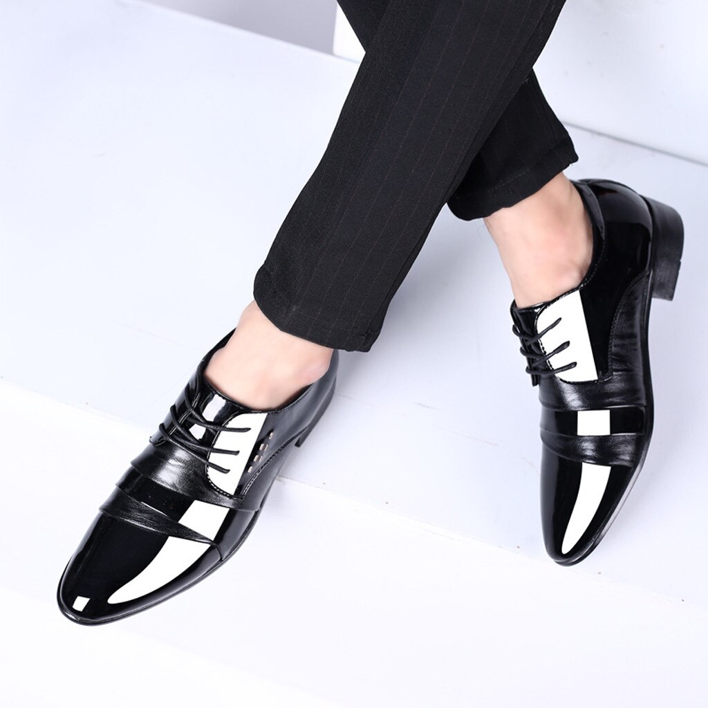 Classic Men's Dress Shoes Brand Patent Leather Bla... – Grandado