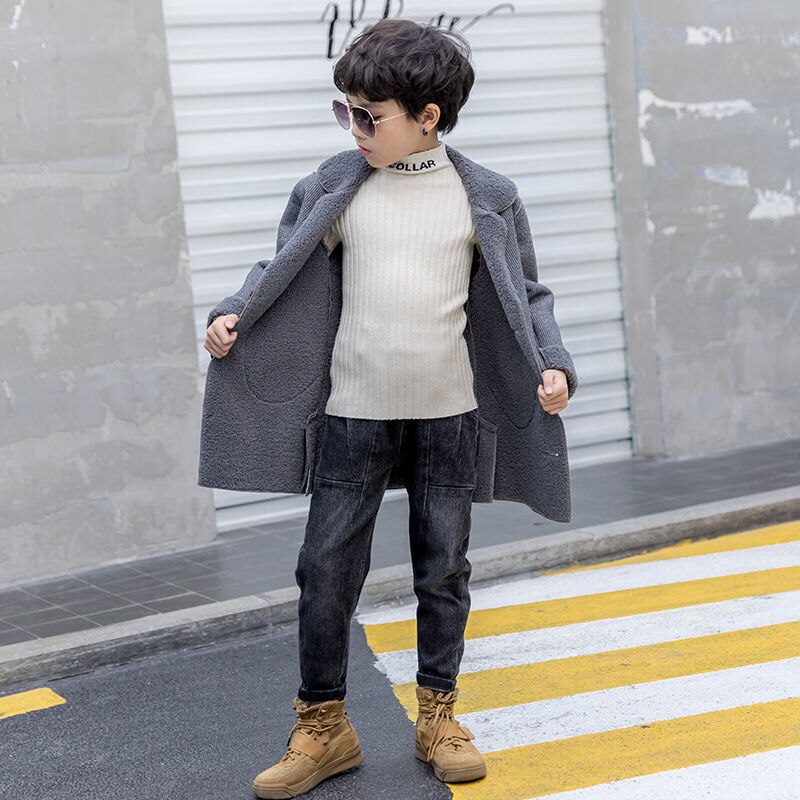 4-12T Boy Woolen Coat Children's Jacket Hooded... – Grandado
