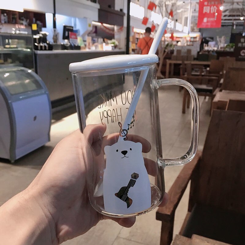 High borosilicate glass Glass Cup Bear Pattern Tra... – Grandado