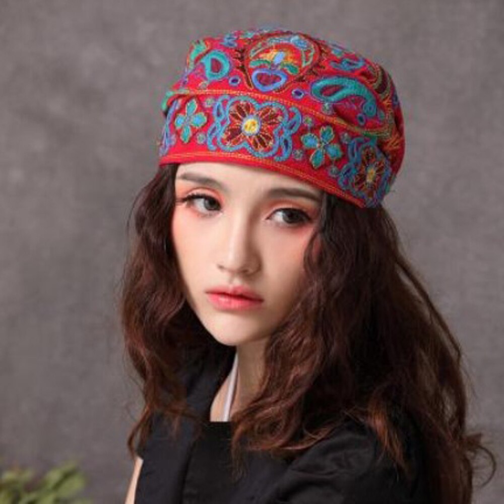 1PC Retro Mexican Style Red Print Hats Women Ethni... – Grandado