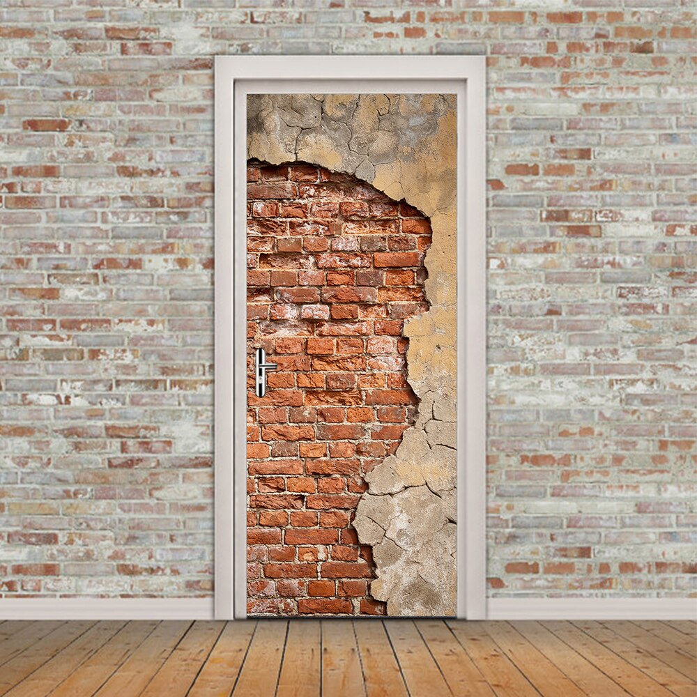 Brick Wall Fragment Stickers on the Doors Matte Fi... – Vicedeal