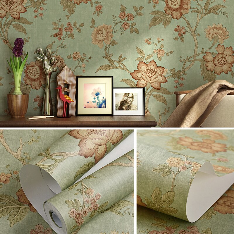 Peel and Stick Wallpaper Removable Vintage Green F... – Grandado