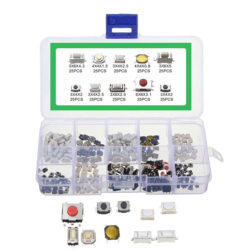 250PCS Boxed 10 Types Tactile Push Button Touch Sw... – Grandado