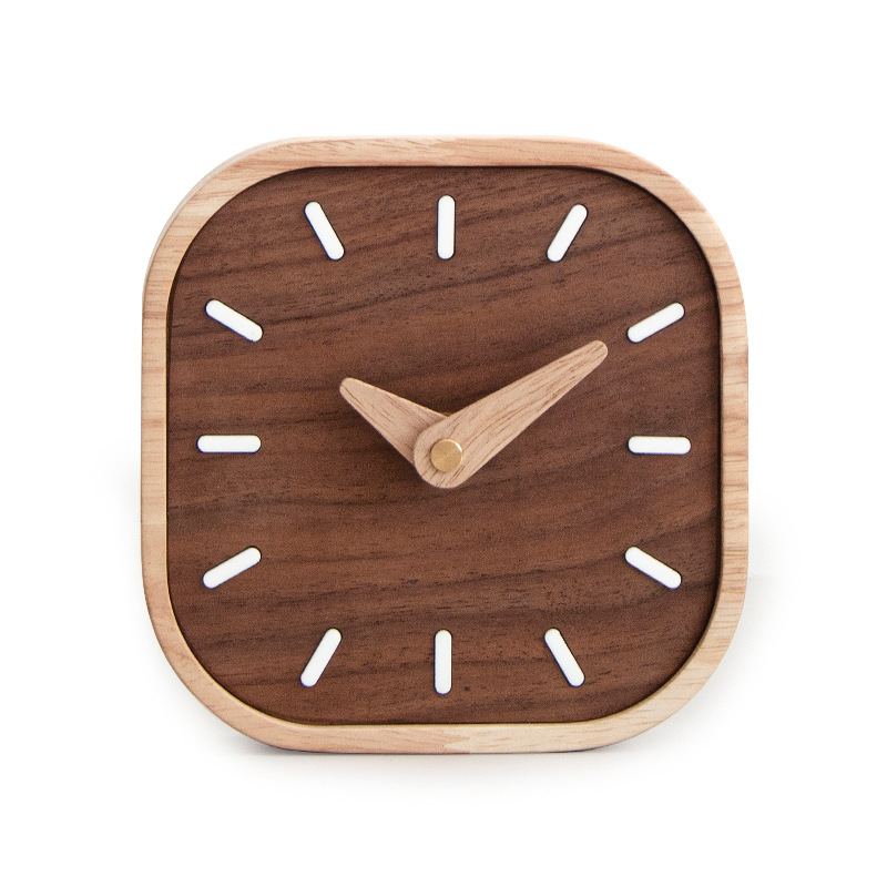 Handmade Black Walnut Solid Wood Clock Desktop Sil... – Vicedeal