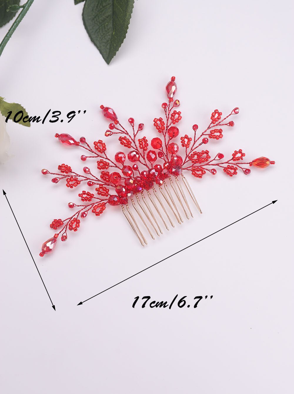 Shiny Red Crystal Hair comb Festival Hair Jewelry ... – Vicedeal