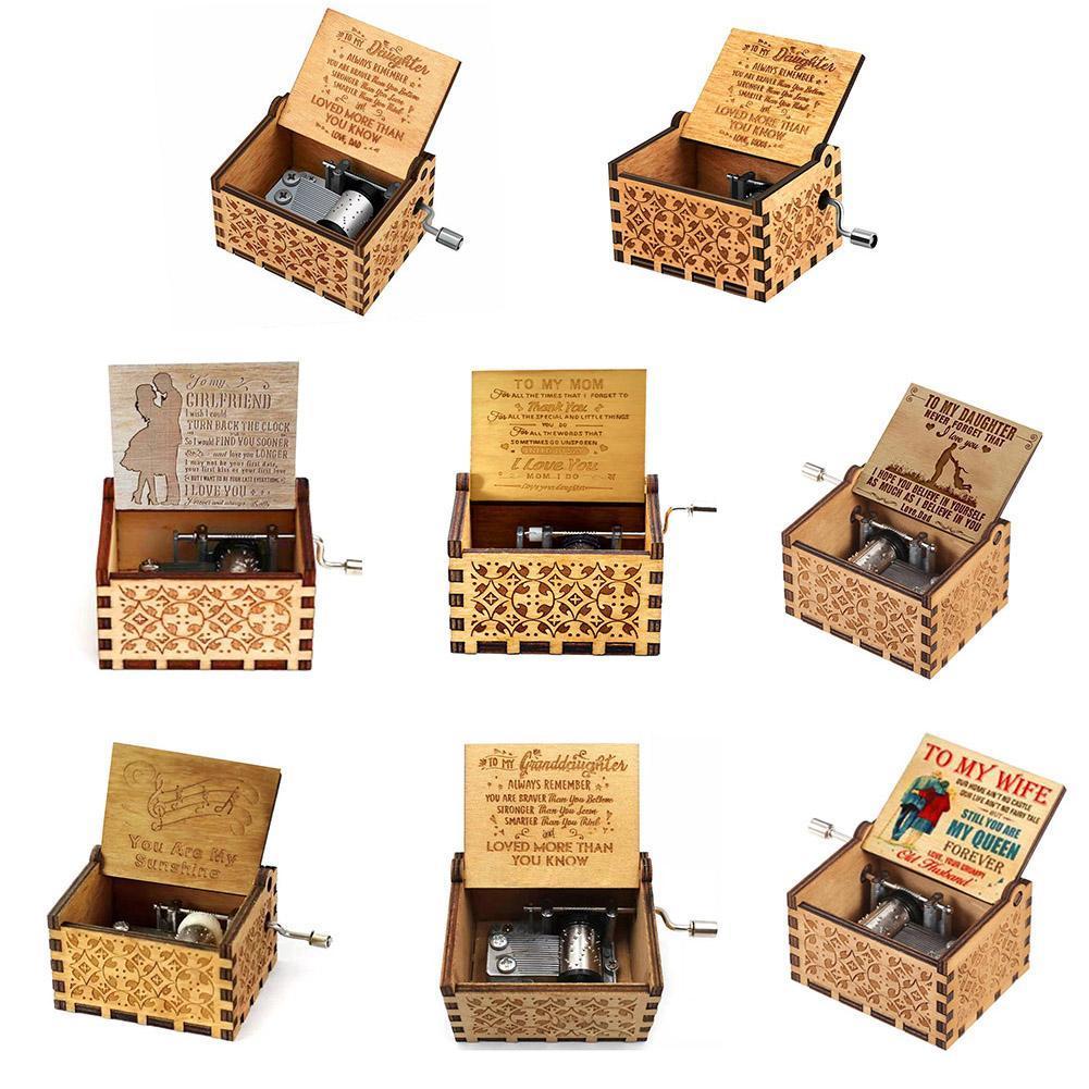 Hand-operated Wooden Music Box, Classical Carving ... – Vicedeal