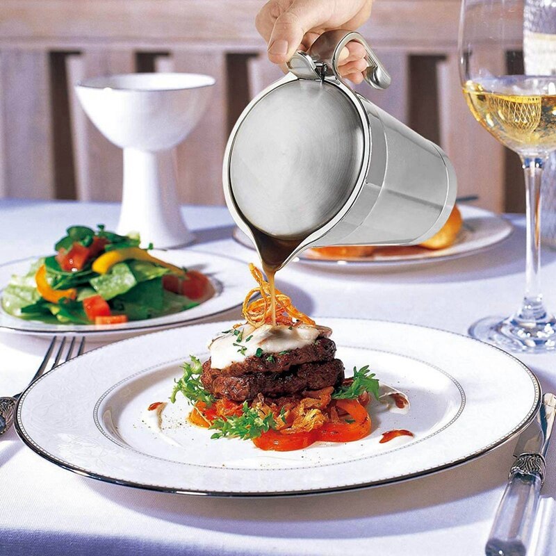 1 Pcs Stainless Steel Gravy Boat Sauce Jug Double ... – Grandado