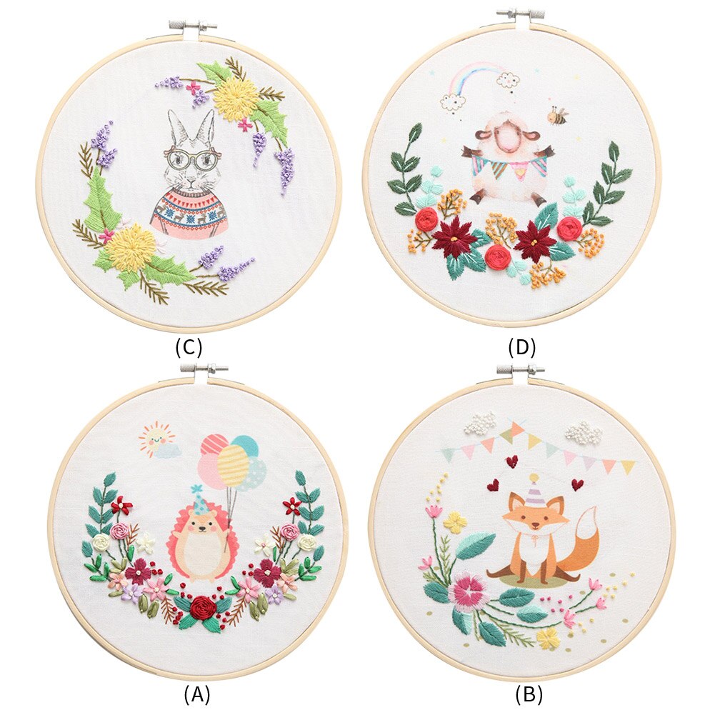 Cotton Thread Embroidery DIY Stamped Animal Circle... – Vicedeal