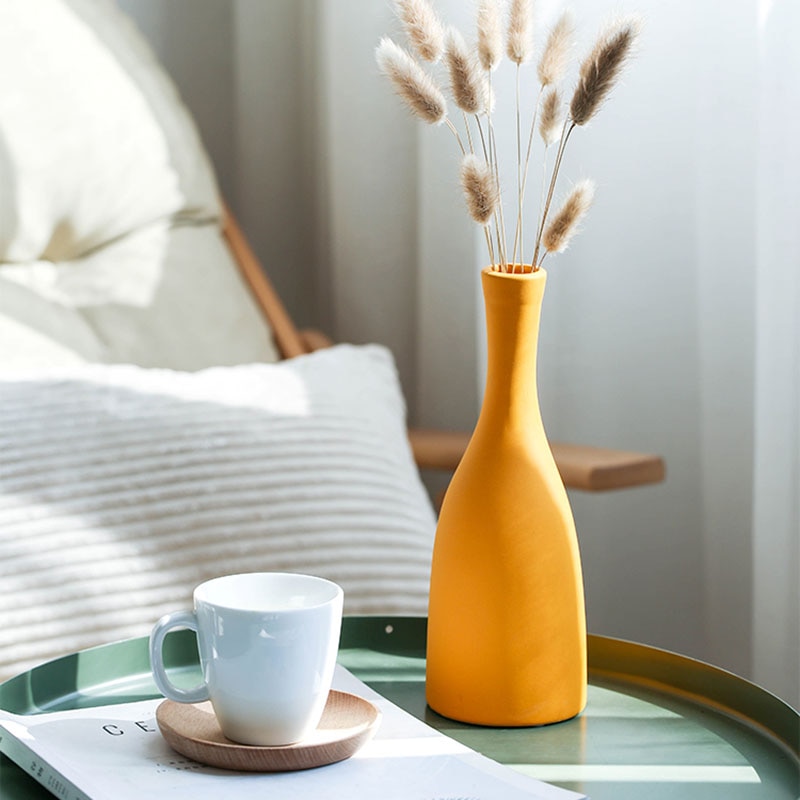 Simple Art Ceramic Small Mouth Vase Crafts Ornamen... – Grandado