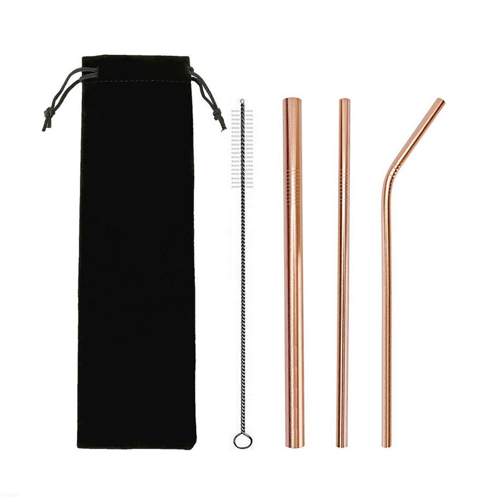 Stainless Steel Straw Set 3 Straw 1 Cleaning Brush... – Vicedeal
