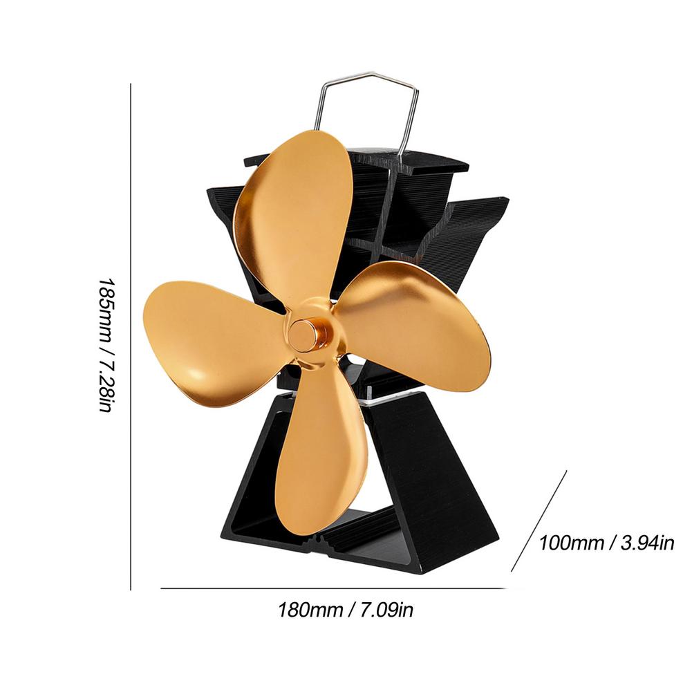 Gold Fireplace 4 Blades Heat Powered Stove Fan Log... – Grandado