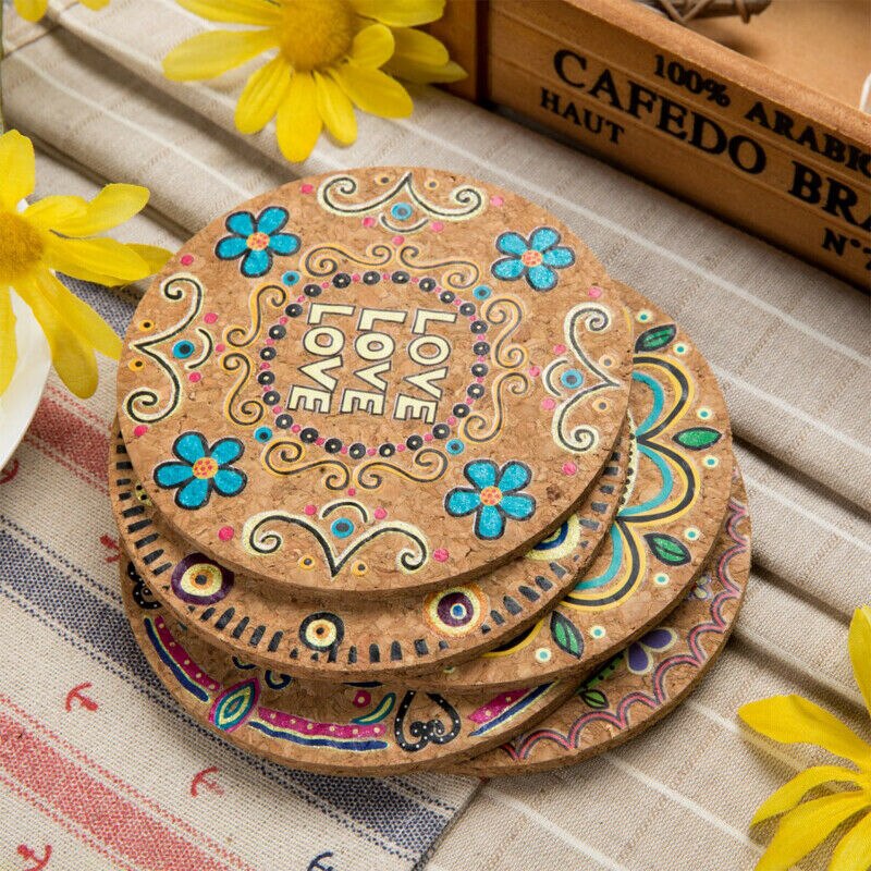 4X Color Round Cork Coaster Coffee Drink Tea Cup M... – Grandado