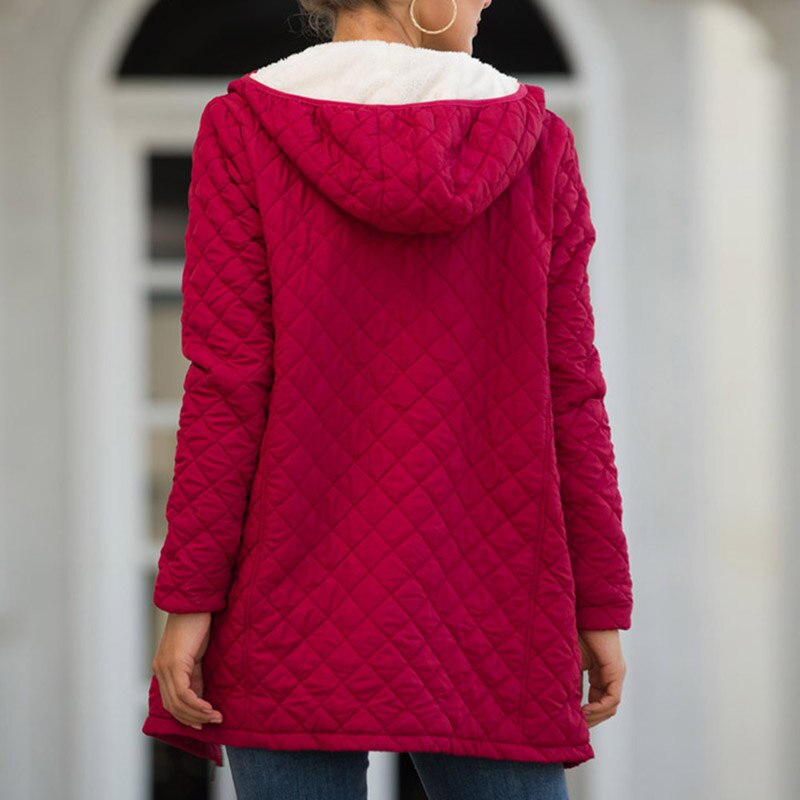 Women Solid Hooded Coat Zipper Long Jacket Winter ... – Vicedeal