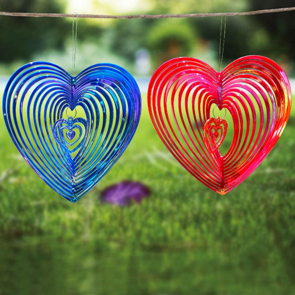 Geometric Art Heart Wind Spinner Garden Yard Art W... – Grandado
