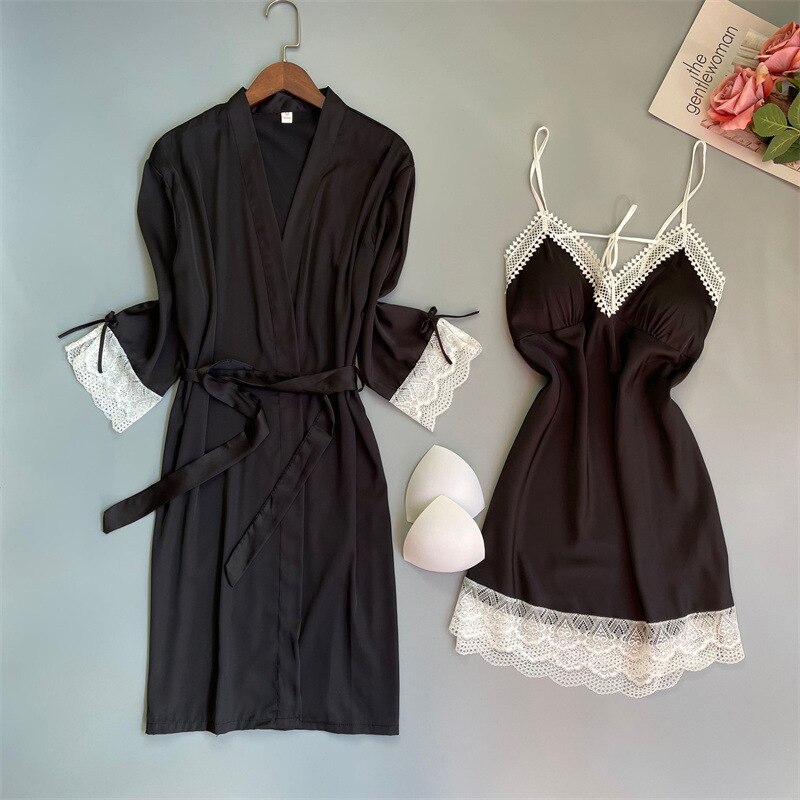 Female 2022 Robe Gown Sets Sexy Sleepwear Lingerie... – Vicedeal
