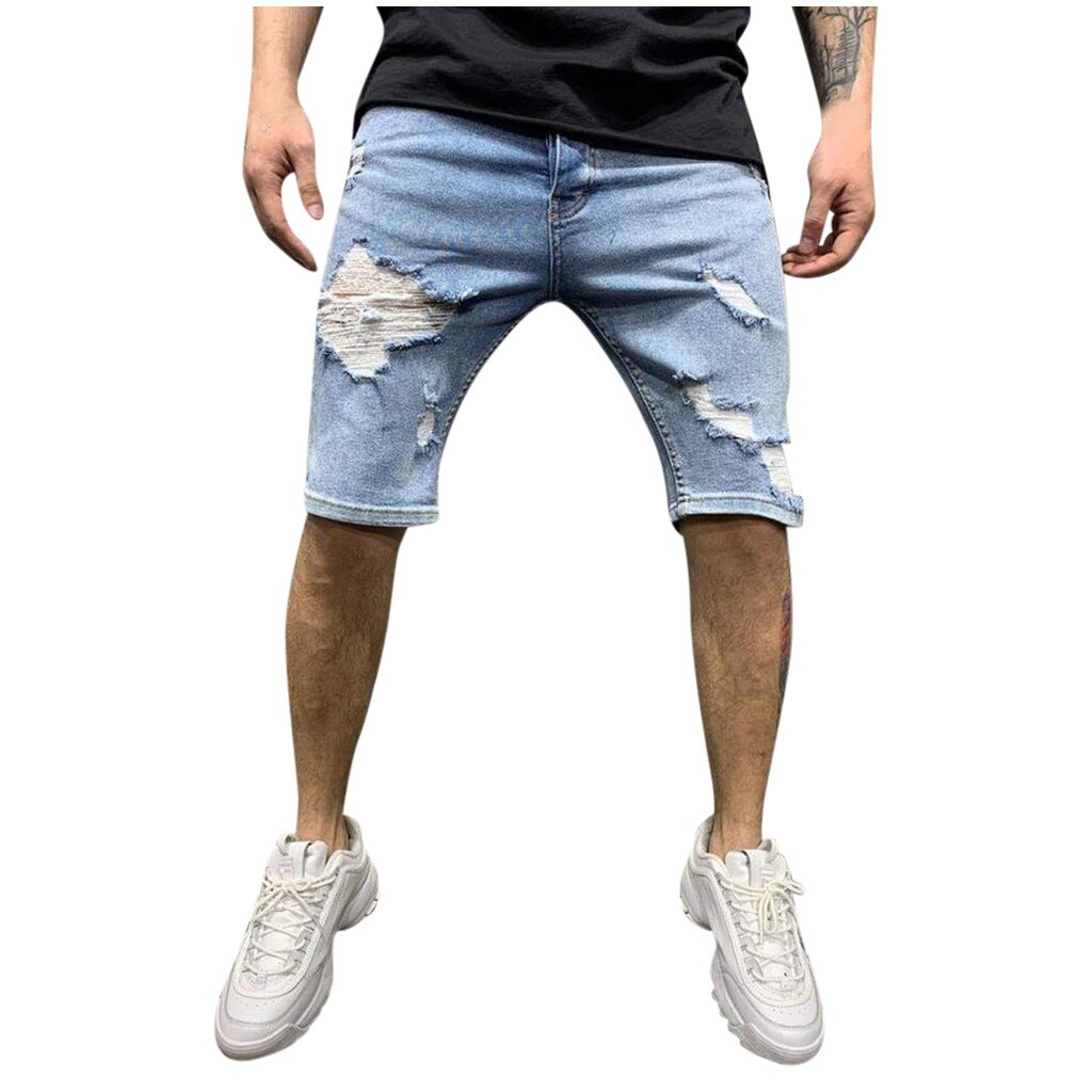 Short Jeans Men's Zipper Pocket Denim Pants Cotton... – Vicedeal