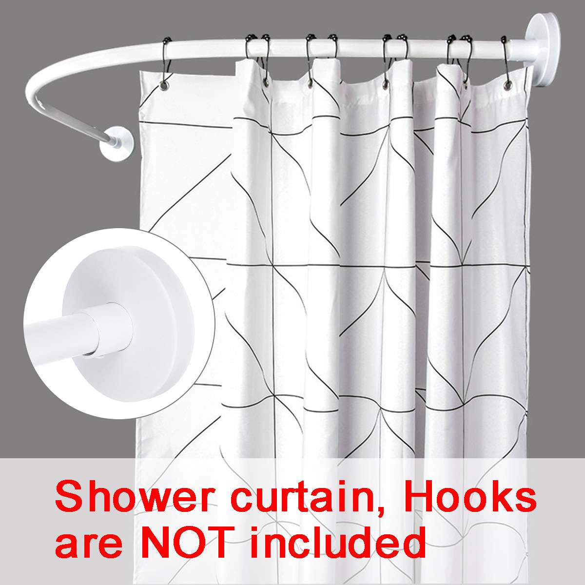 L Shape Extendable Corner Shower Curtain Rod Pole ... – Grandado
