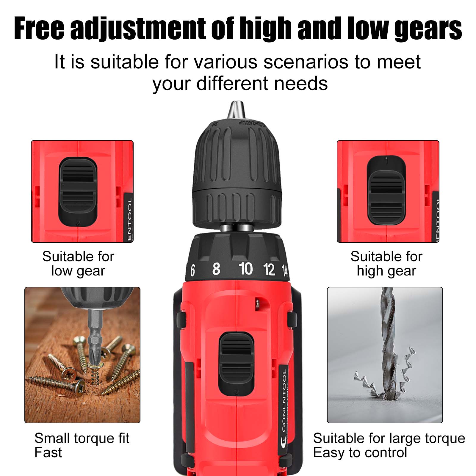 CONENTOOL Rechargeable Screwdriver Electric 2-Spee... – Grandado